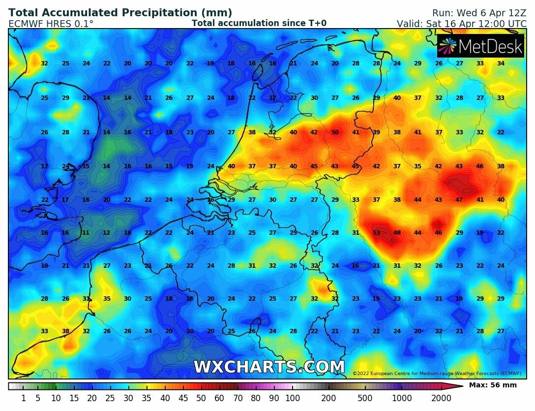 Weerwoord | De meeste neerslag duidelijk voor het midden van het land