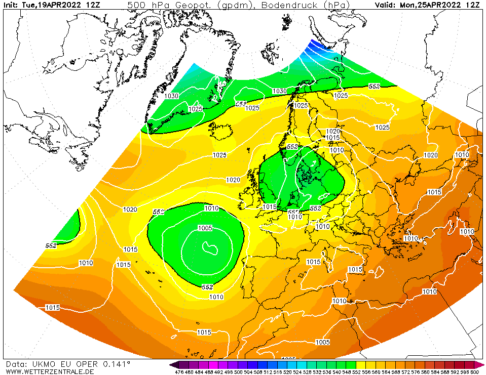 Weerwoord | UKMO 120 -> 168u. Afbraak blokkade